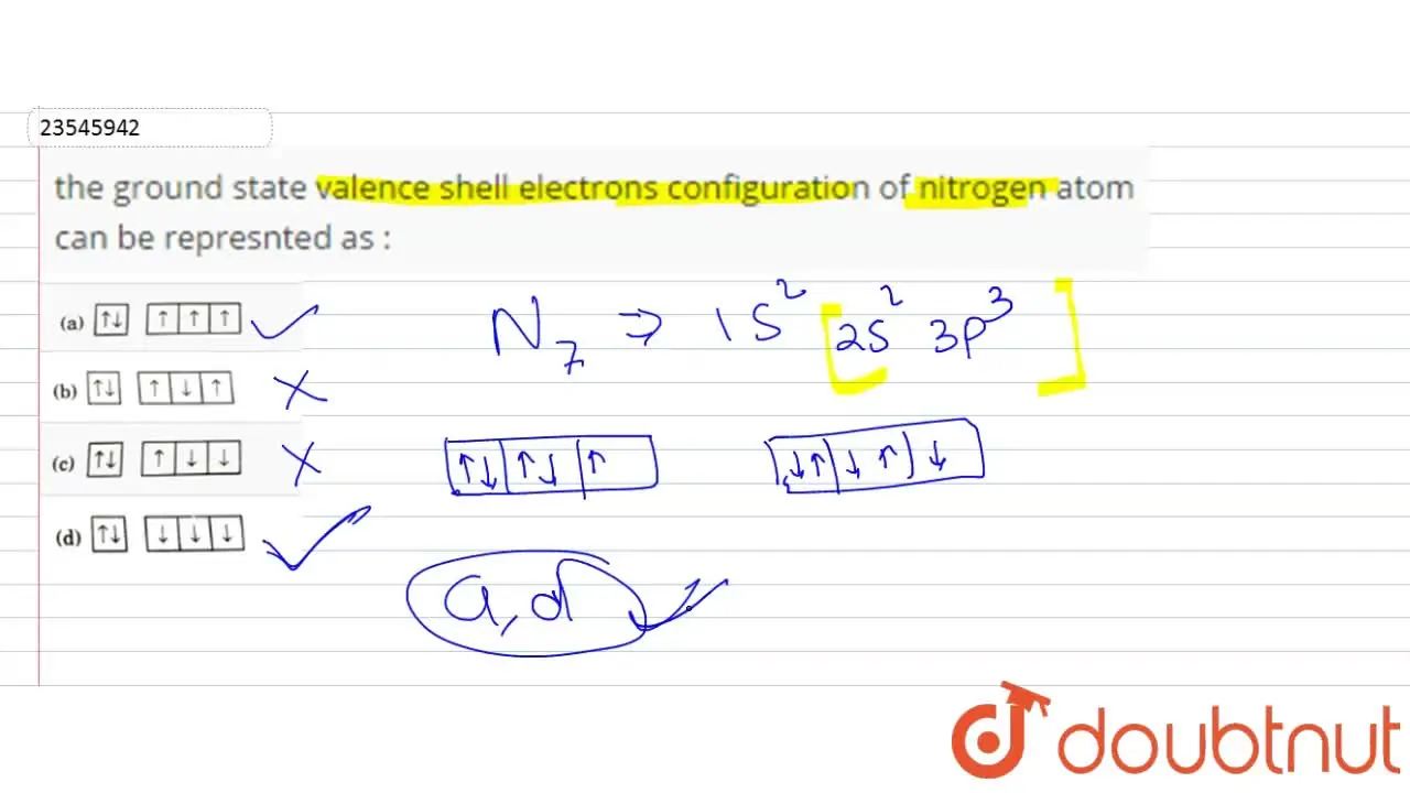 the ground state valence shell electrons configuration of nitrogen ato