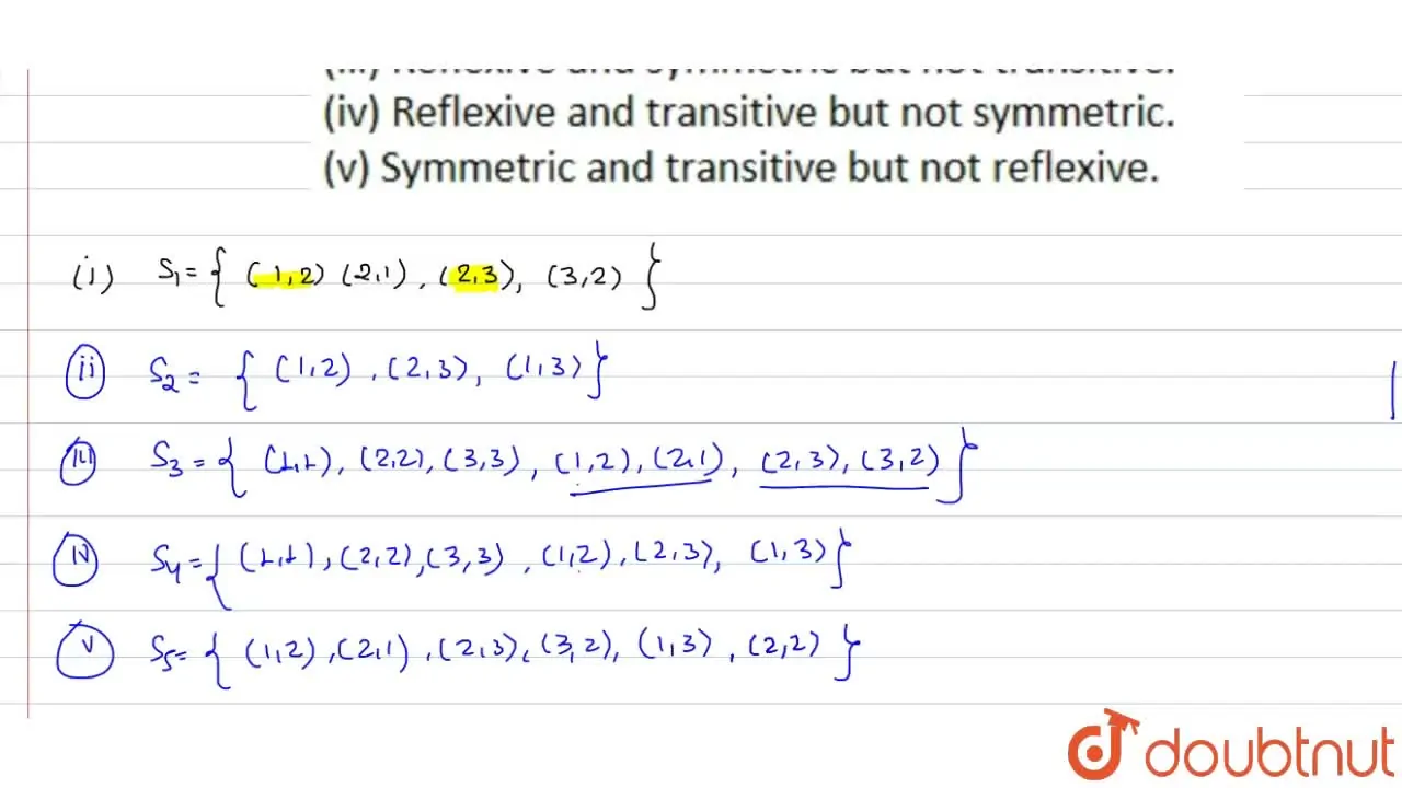 [Gujrati] Give an example of a relation. Which is (i) Symmetric but