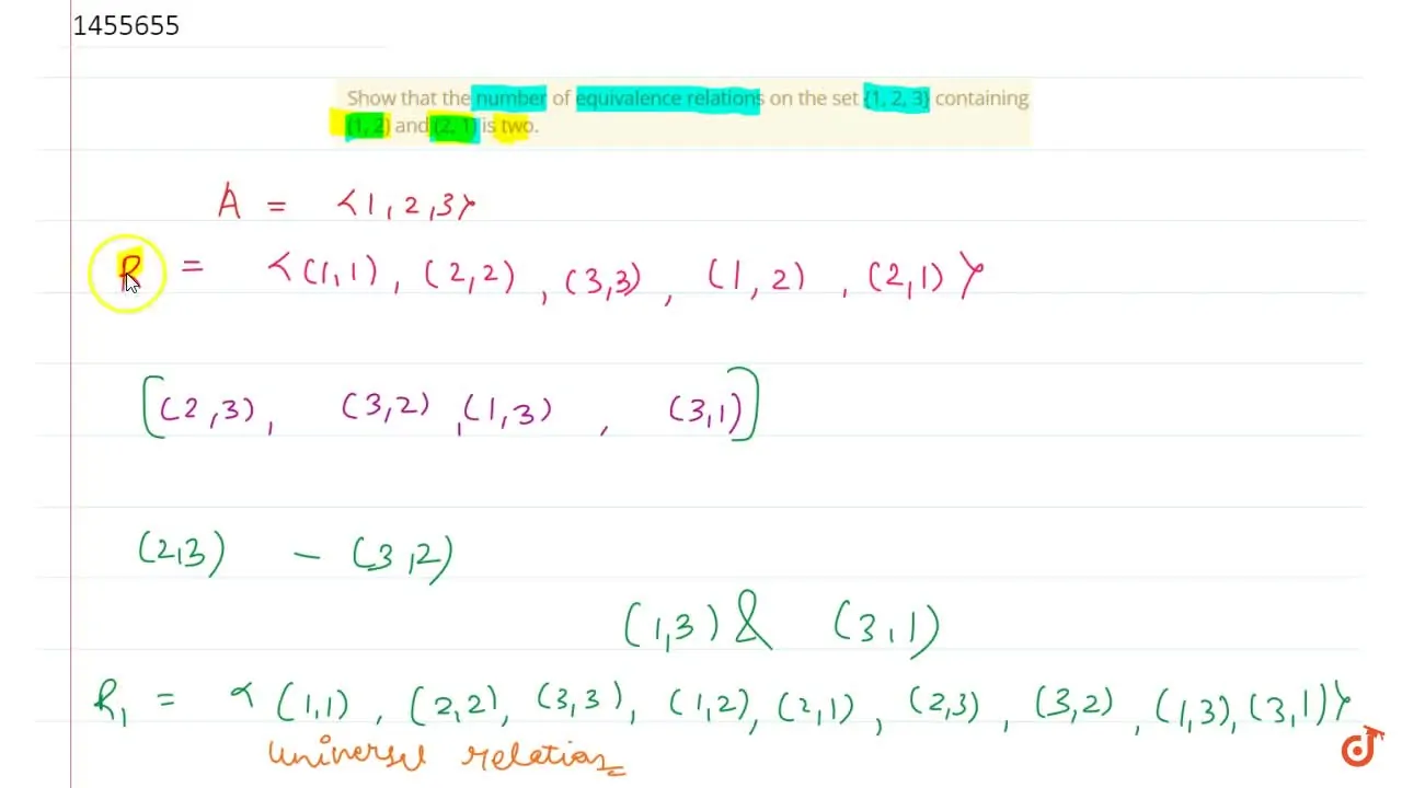[Gujrati] Show that the number of equivalence relations on the set