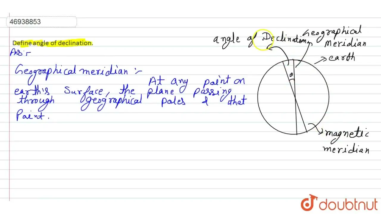 Define angle of declination.