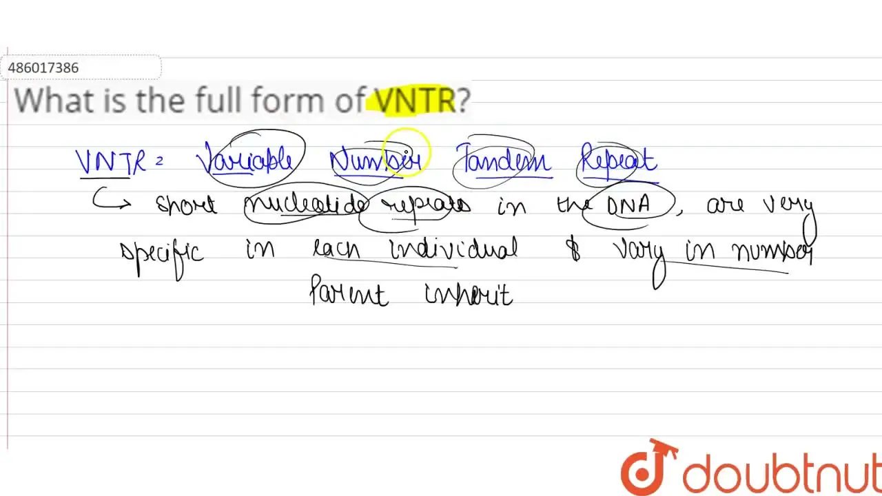 What is the full form of VNTR?