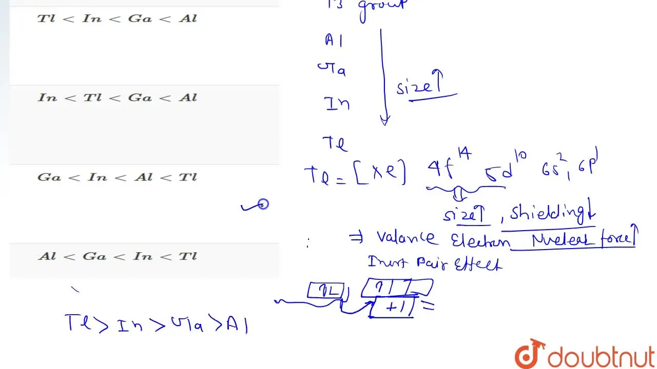 The stability of +1 oxidation state increases in the sequence