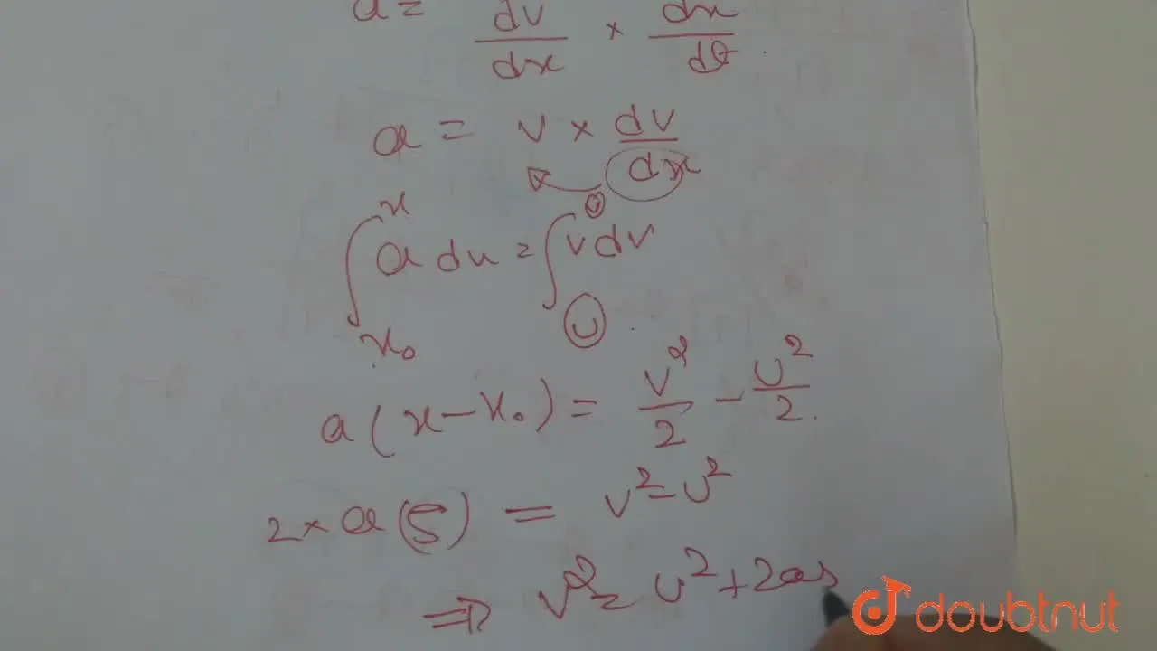 Prove the following relations by calculus method: v^2-u^2=2as