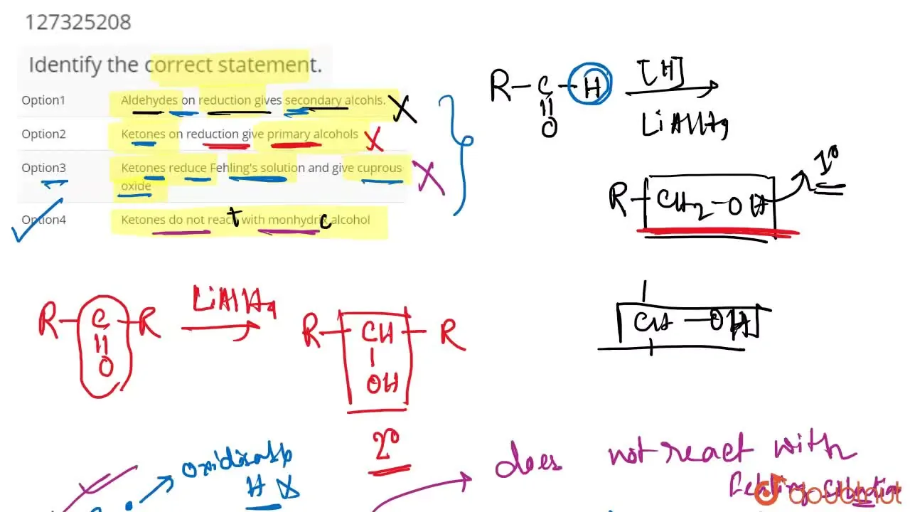 Ketones reduce Fehling's solution and give cuprous oxide
