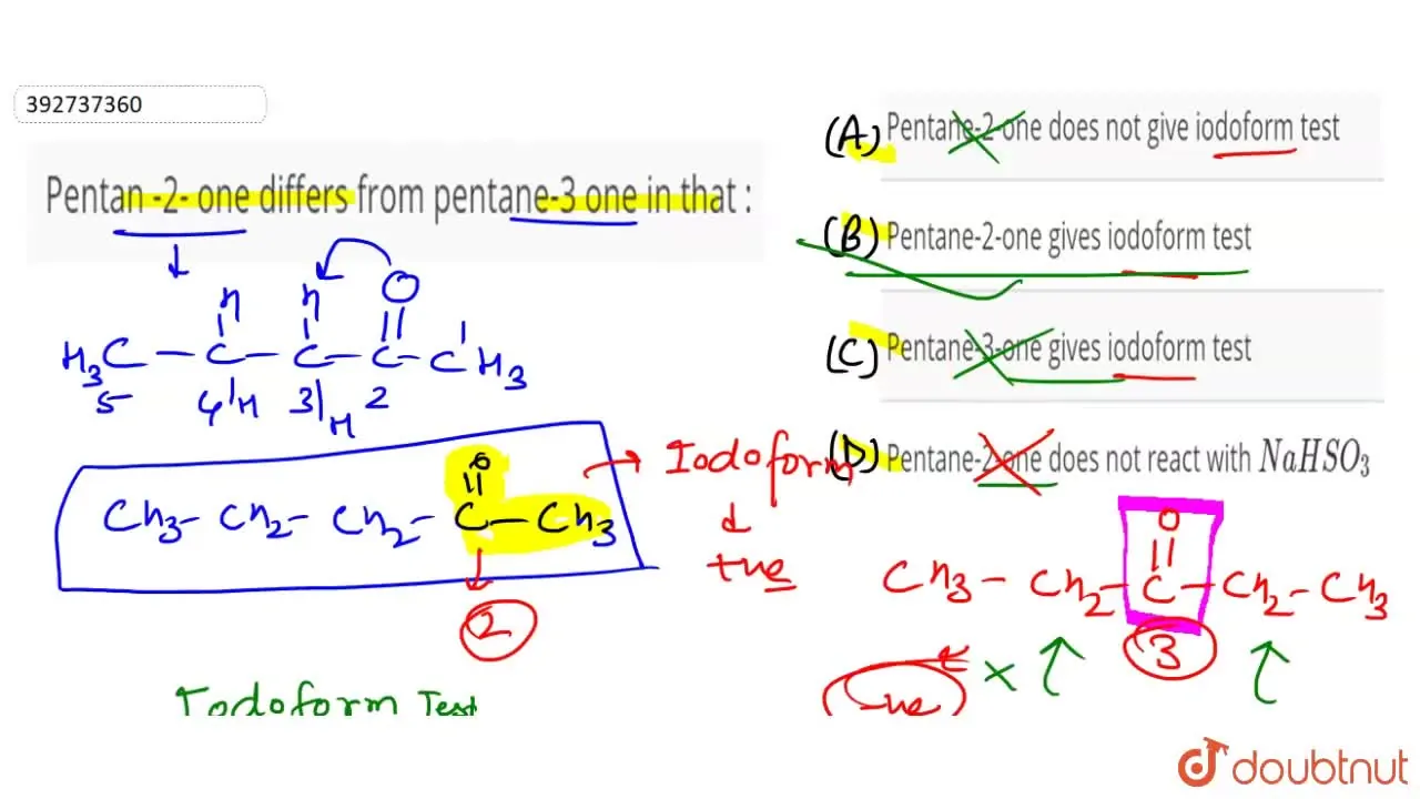 Pentan -2- one differs from pentane-3 one in that