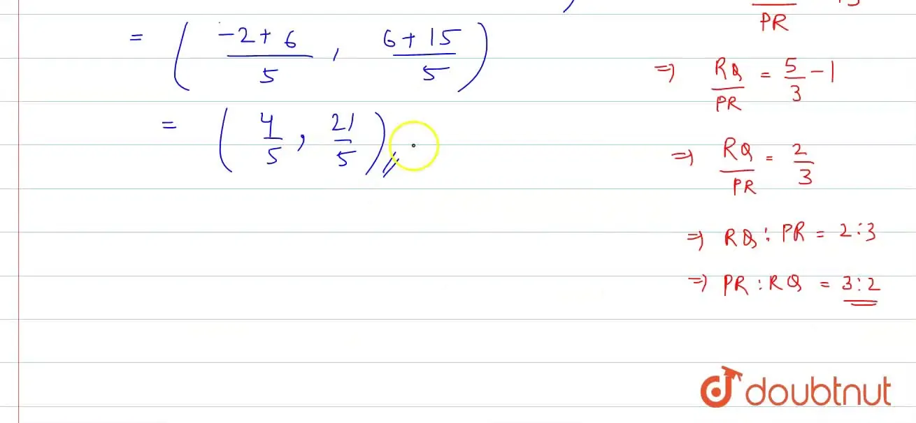 Find the coordinates of the point R on the line segment joining the po