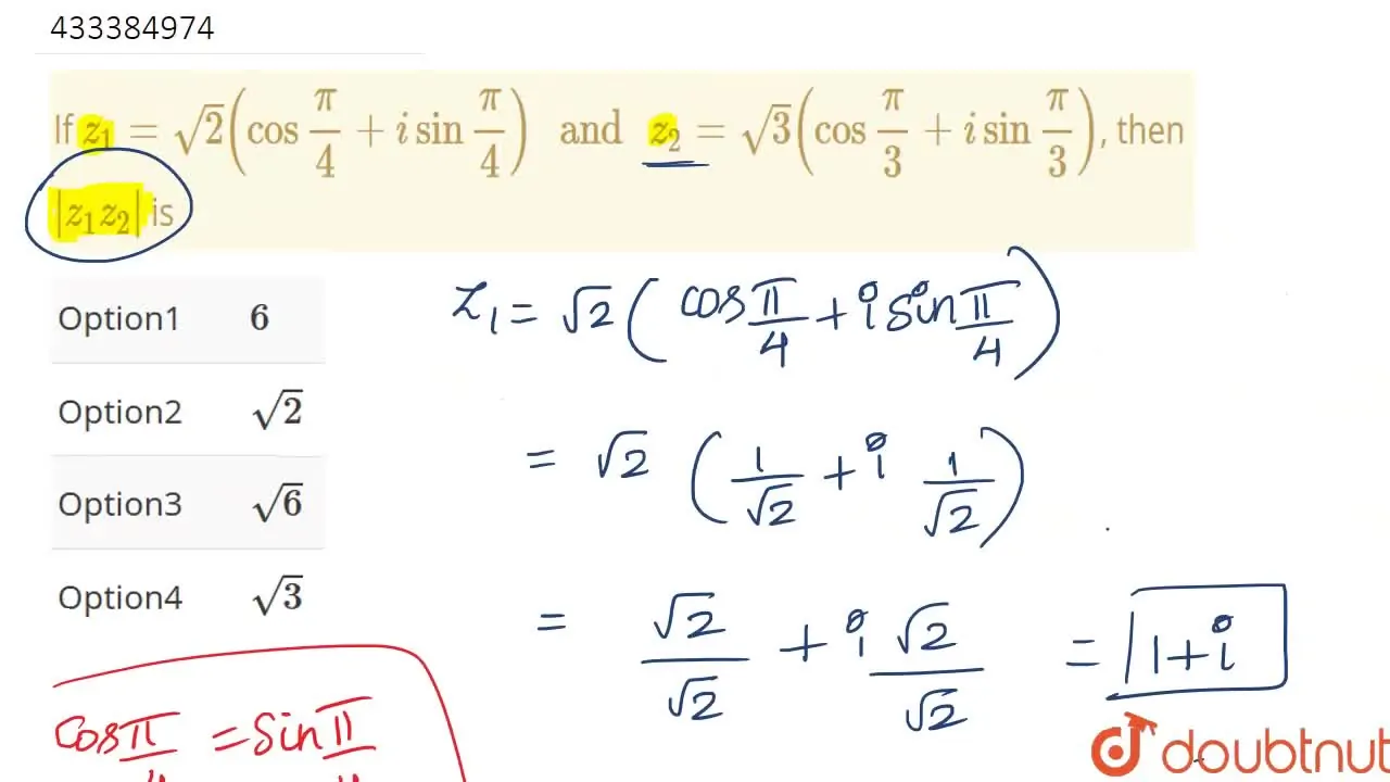 [Tamil] If z(1)= sqrt(2)(cos ""(pi)/(4)+ isin""(pi)/(4))" and "z(2)= s