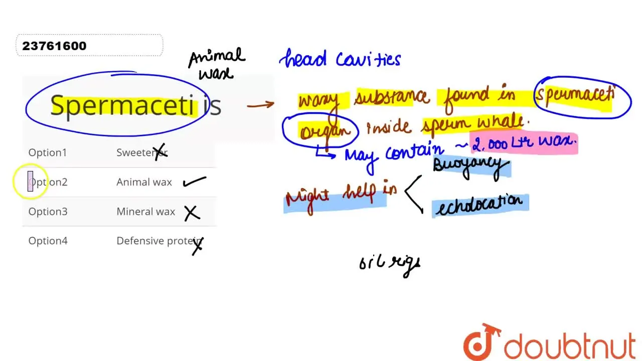 [Solved] Spermaceti is