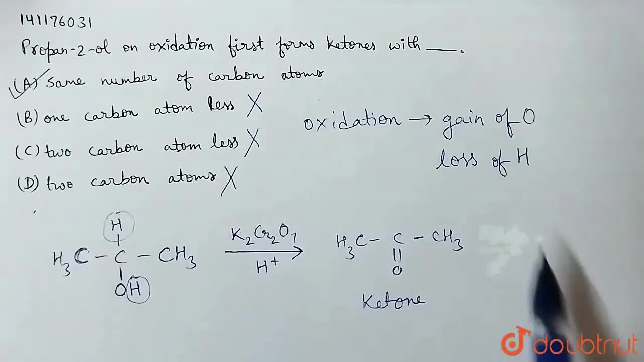 Propan-2-ol on oxidation first forms ketones with