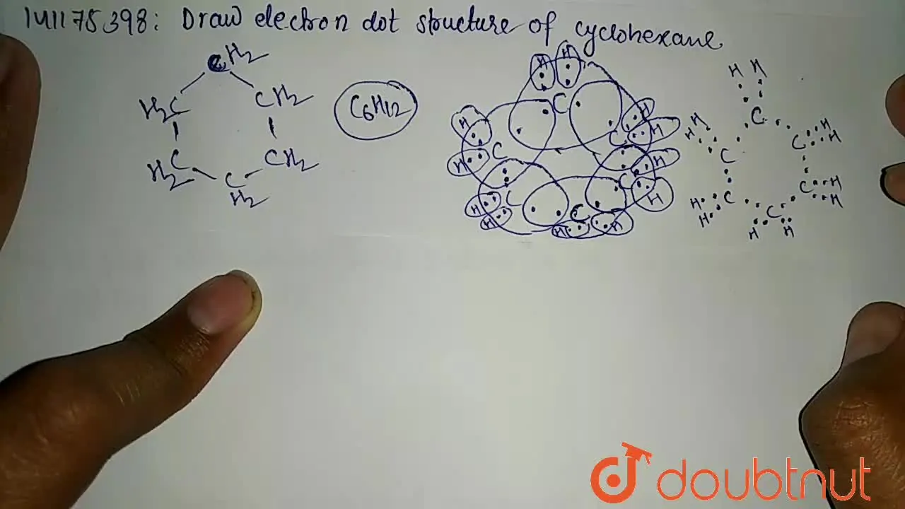 Draw electron-dot structure of cyclohexane.