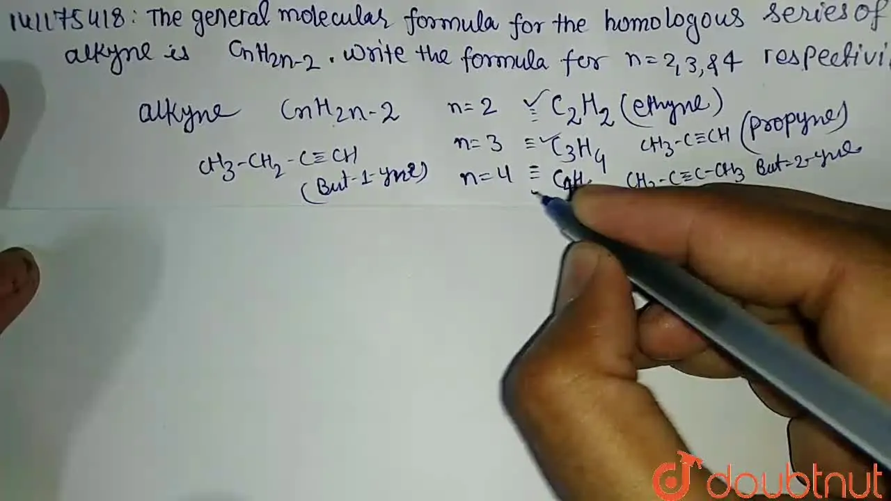The general molecular formula for the homologous series of alkynes is