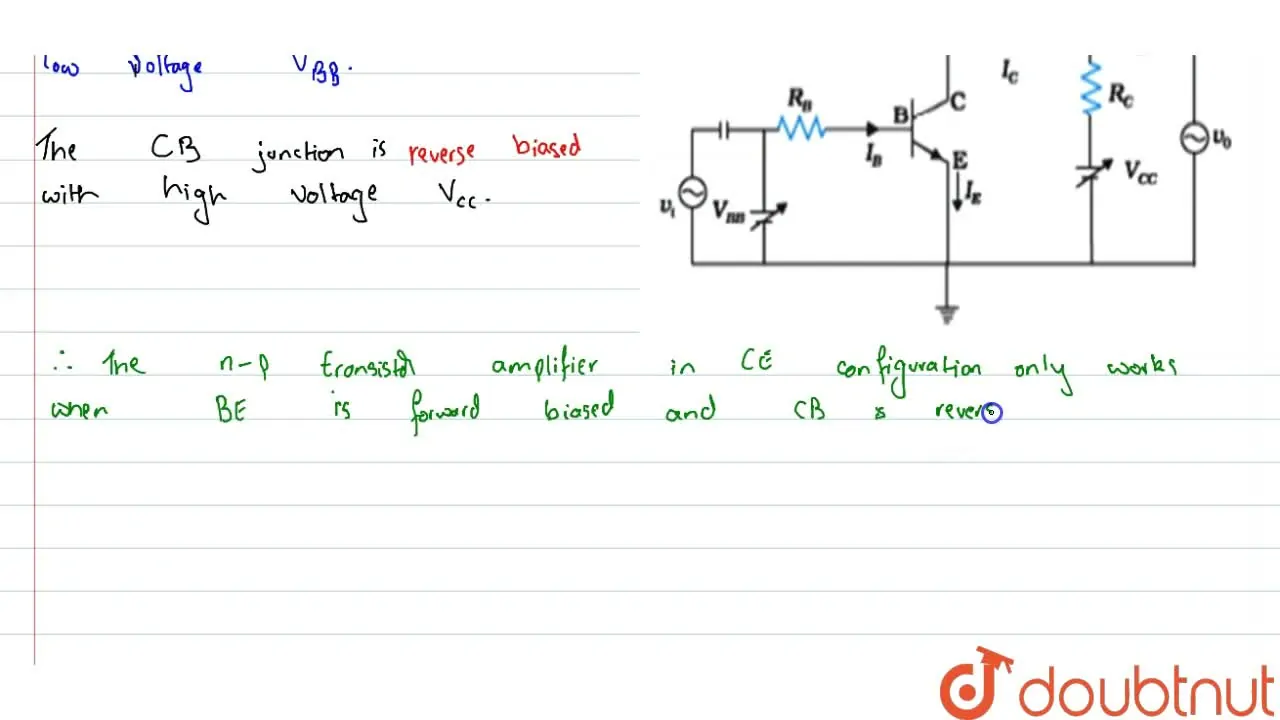 Draw a circuit diagram of n-p transistor amplifier in CE configuration