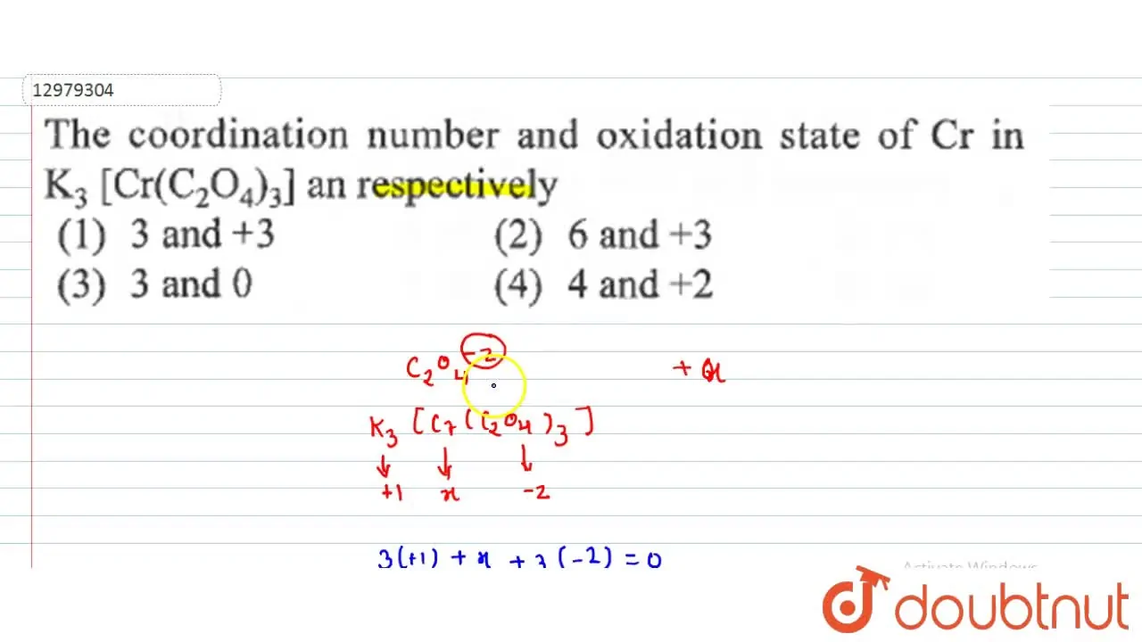 The coordination number and oxidation state of Cr in K(3)[Cr(C(2)O(4))