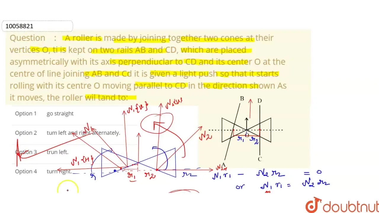 A roller is made by joining together two cones at their vertices O, ti