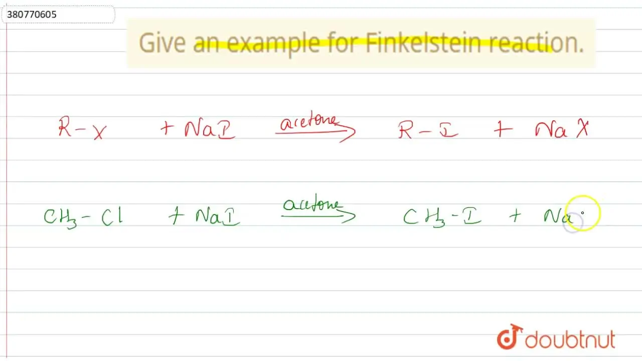 [Kannada] Give an example for Finkelstein reaction.