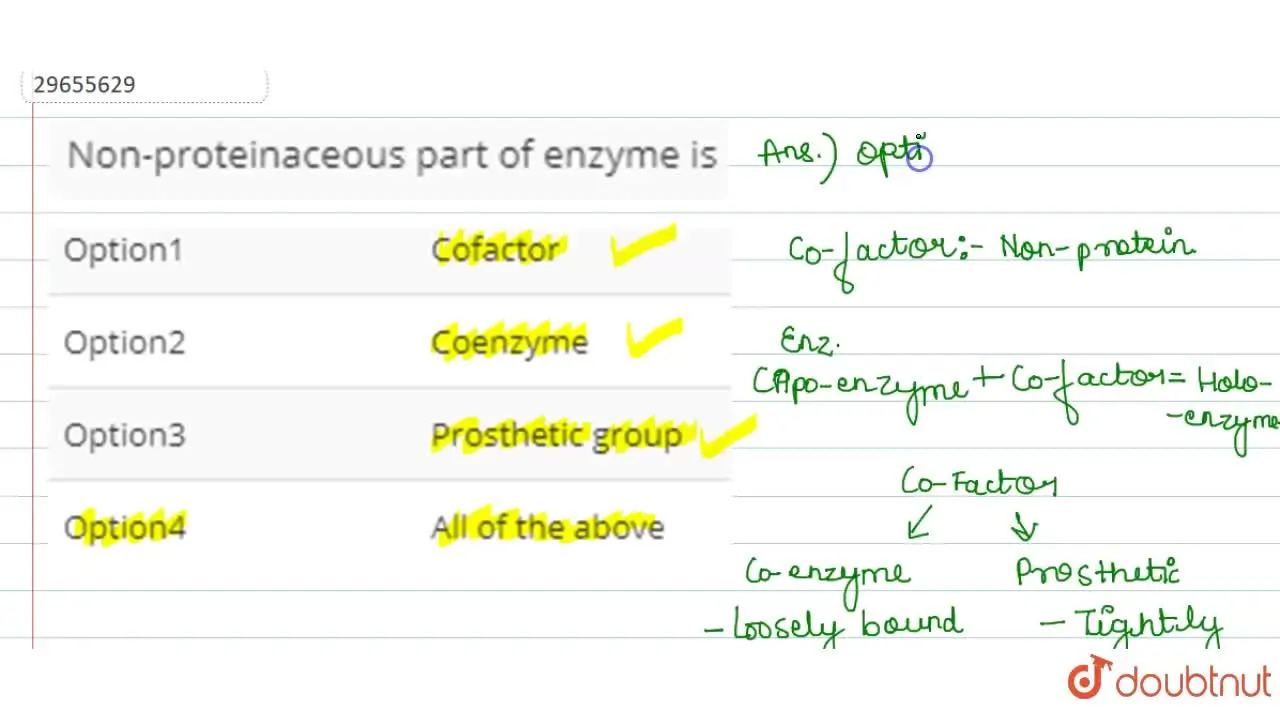 Non-proteinaceous part of enzyme is