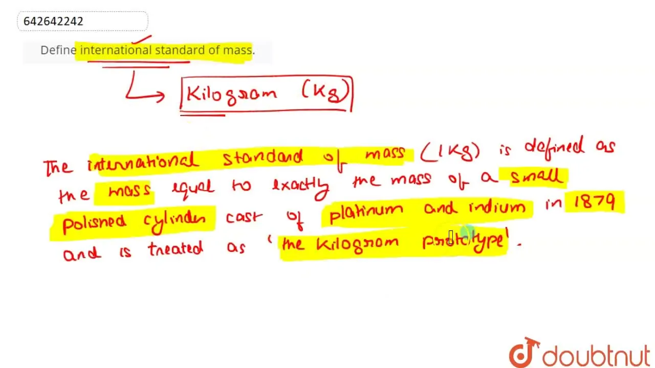 Define international standard of mass.