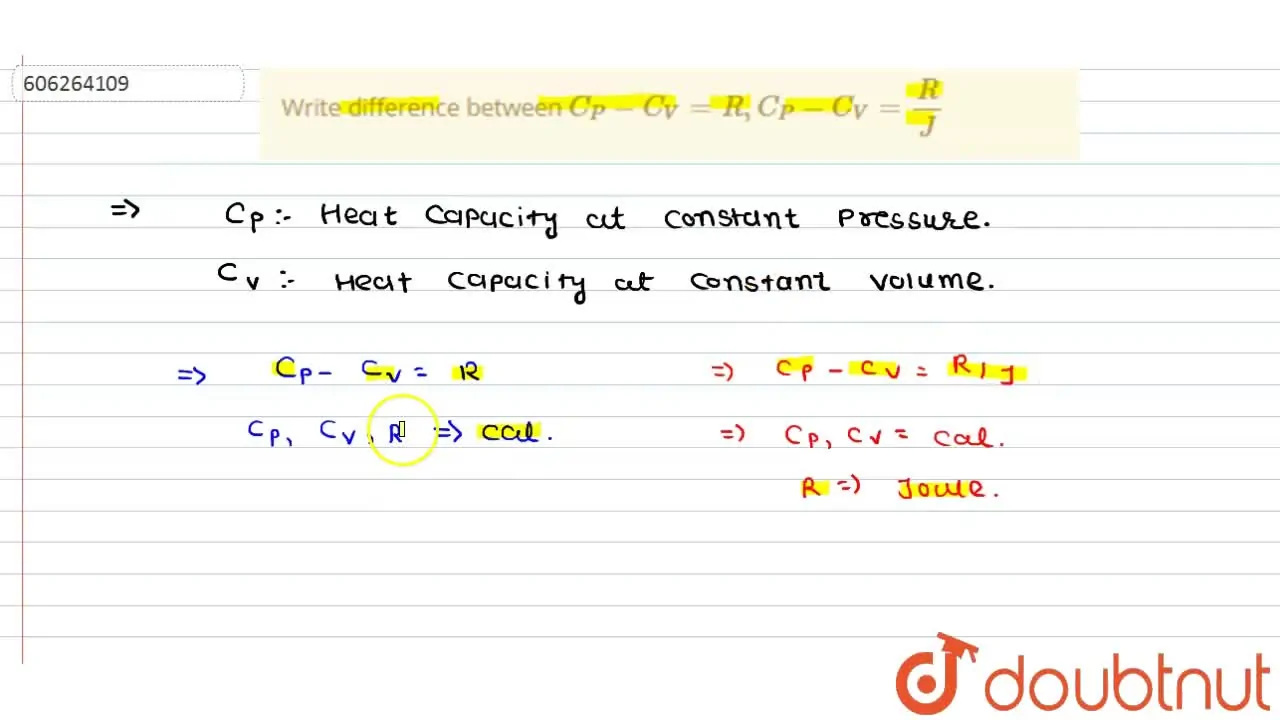 [Gujrati] Write difference between CP-CV=R, CP-CV=R/J