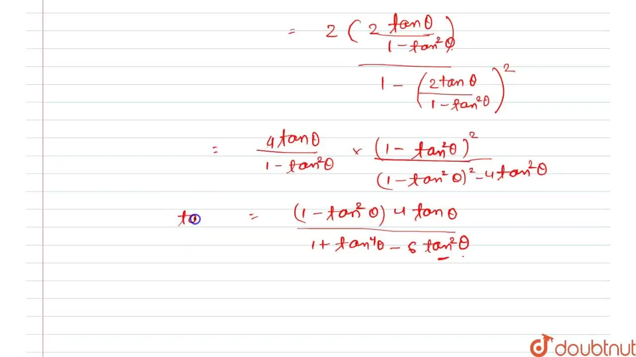 Derive formulas for the following in terms of functions of 2 theta an