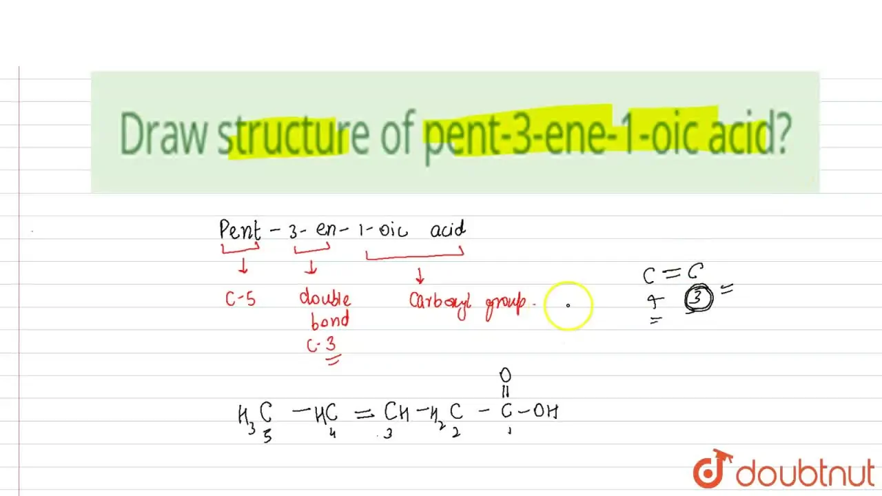 [Punjabi] Draw structure of pent-3-ene-1-oic acid?