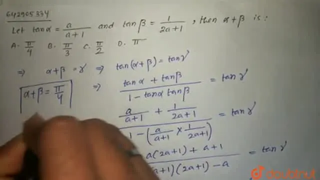 [Bengali] Let tan alpha = a/(a+1) and tan beta =1/(2a +1), then alpha
