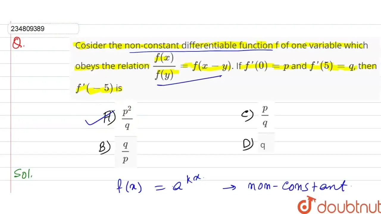 [Bengali] Consider the non-constant differentiable function f of the o