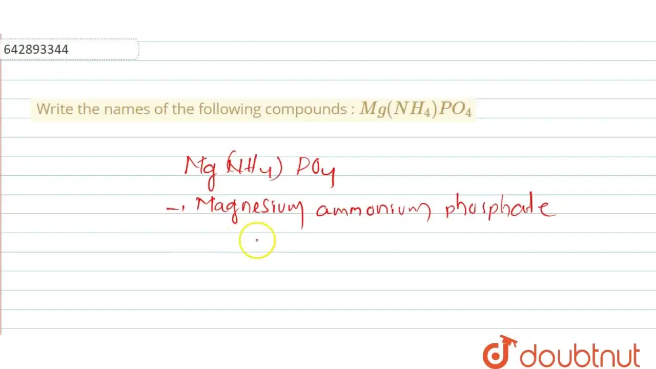 [Odia] Write the names of the following compounds : Mg(NH4)PO4