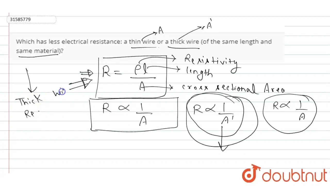 Which has less electrical resistance: a thin wire or a thick wire (of