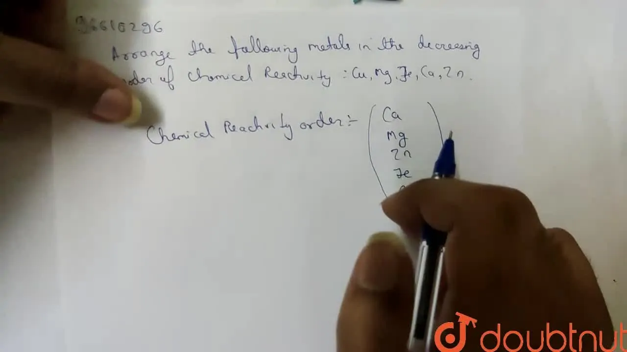 Arrange the following metals in the decreasing order of chemical re