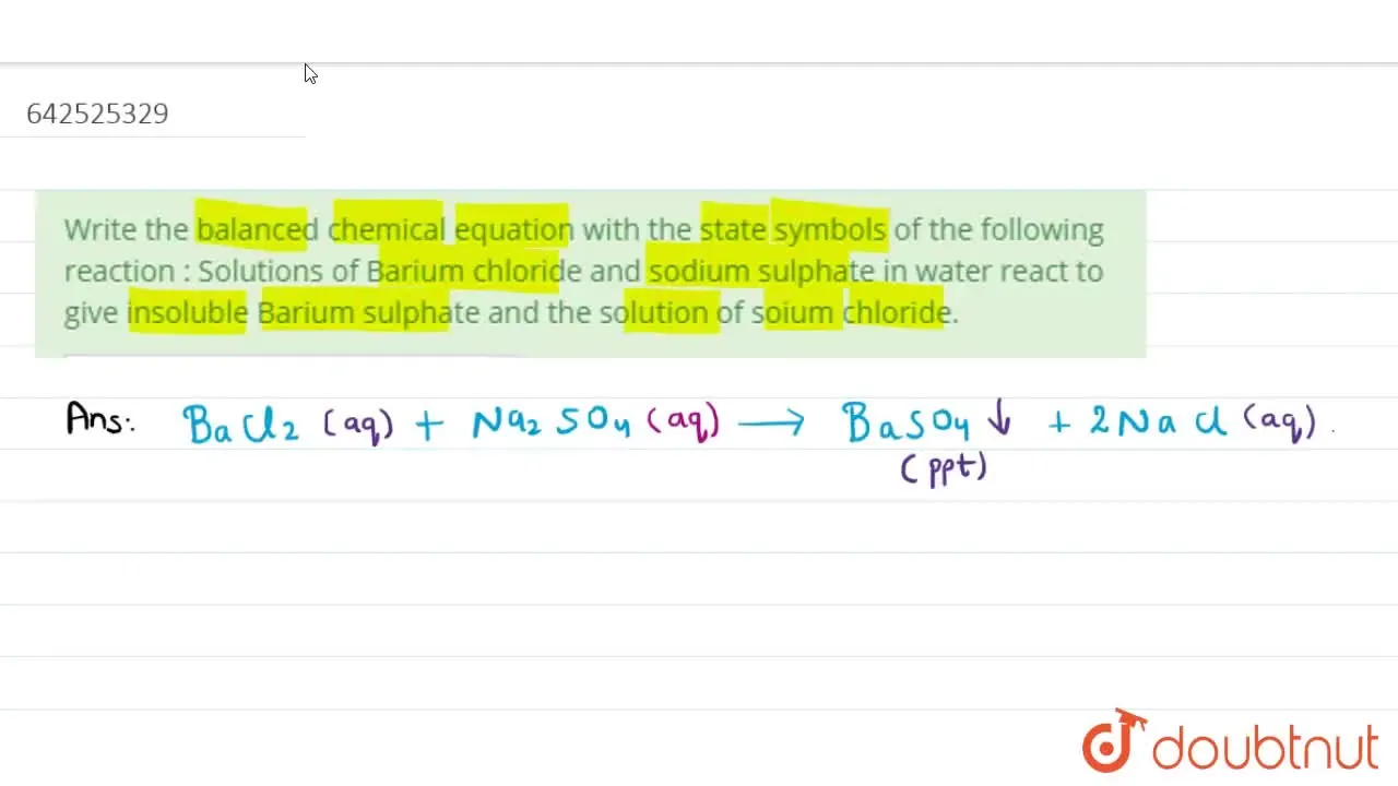 Write the balanced chemical equation with the state symbols of the fol