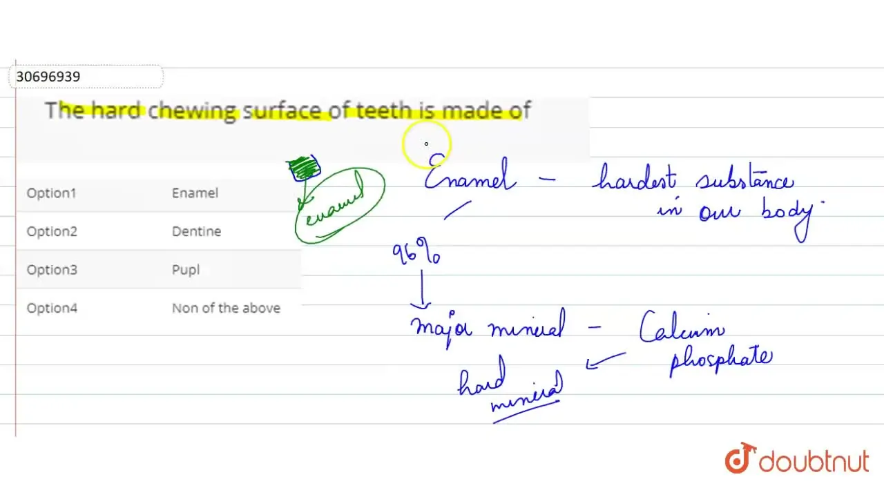 The hard chewing surface of teeth is made of