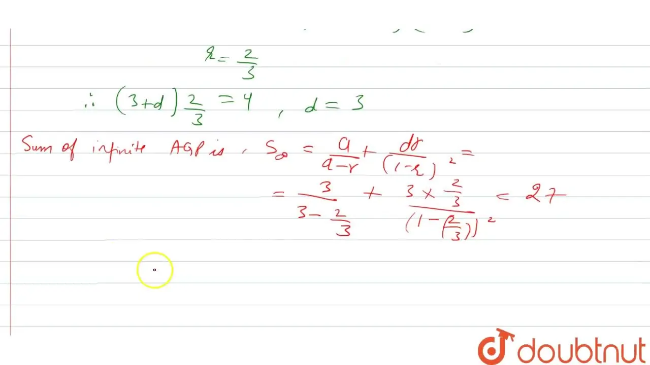 The sum of the infinite Arithmetico -Geometric progression3,4,4,… is