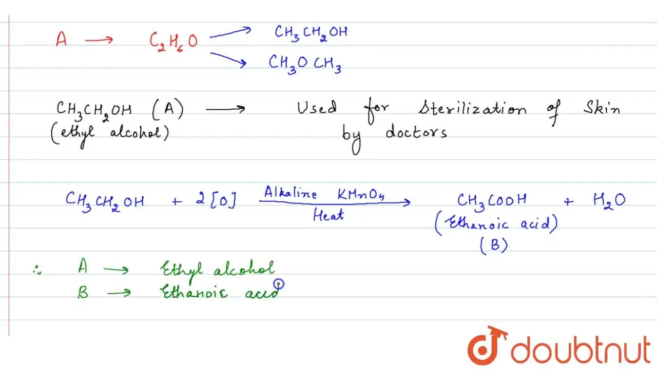 An organic compound A of molecular formula C2H6O on oxidation with al