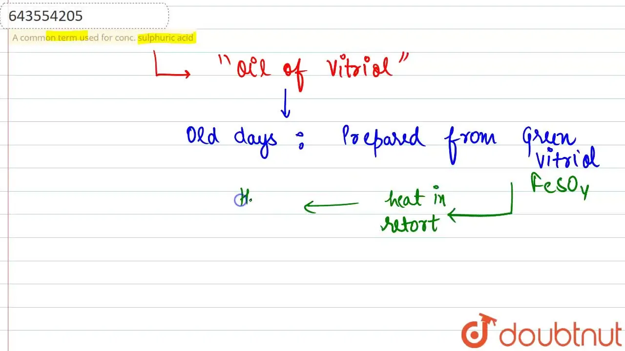 A common term used for conc. sulphuric acid
