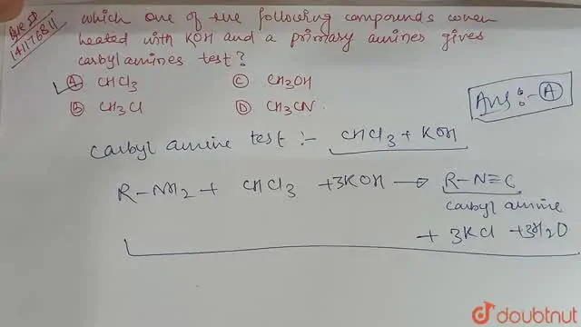 Which one of the following compounds when heated with KOH and a primar