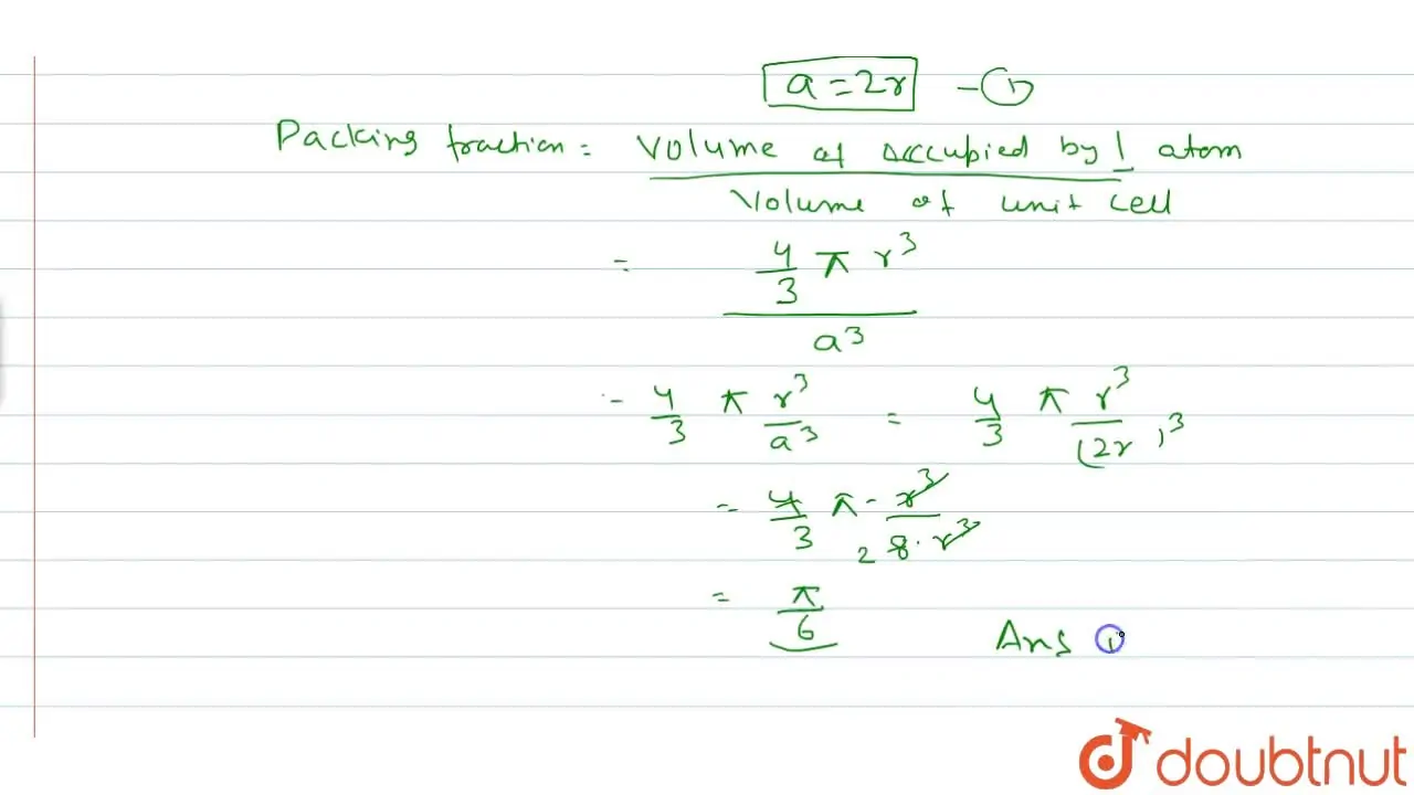 The packing fraction of the element that crystallizes in simple cubic