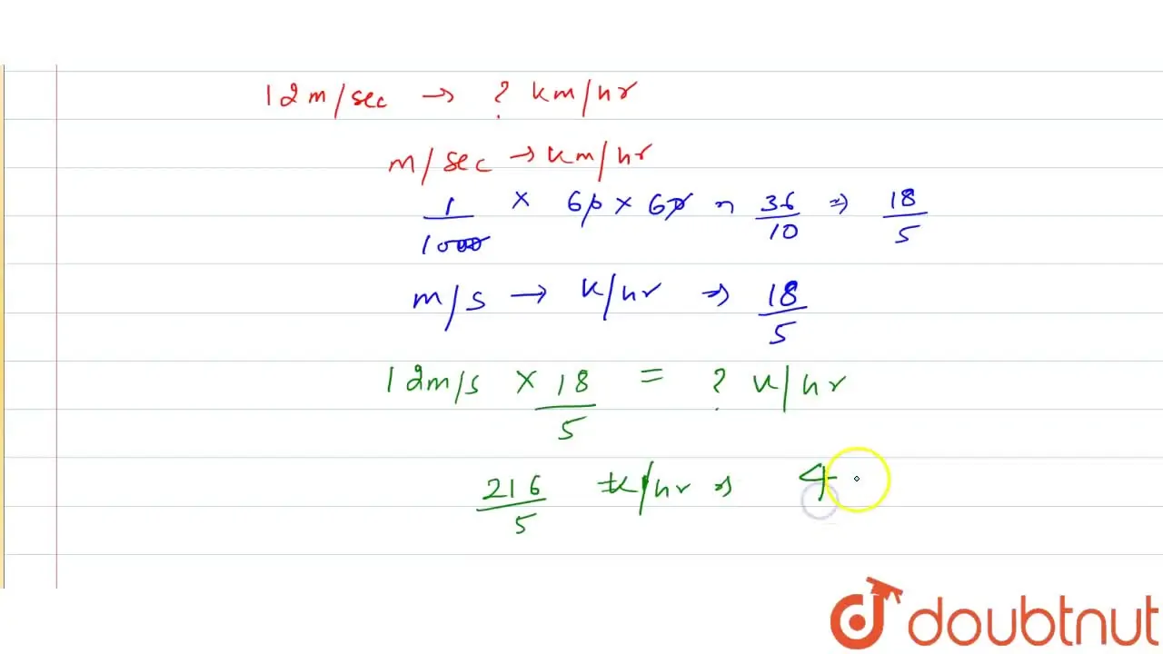 Change A Speed Of 12 M sec Into Km hr Change A Speed Of 12 M sec Into Km hr