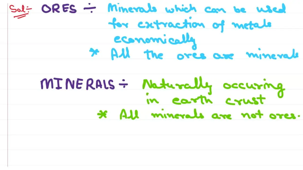 [Punjabi] Write one difference between ore and mineral.