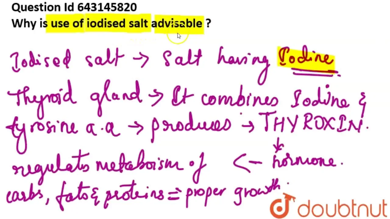 [Kannada Solution] Why is use of iodized salt advisable