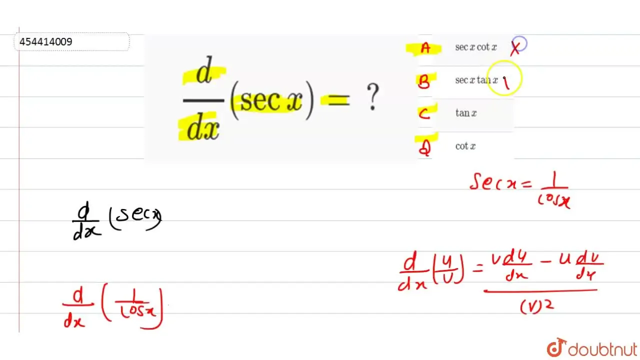 d/(dx)(secx)=…..