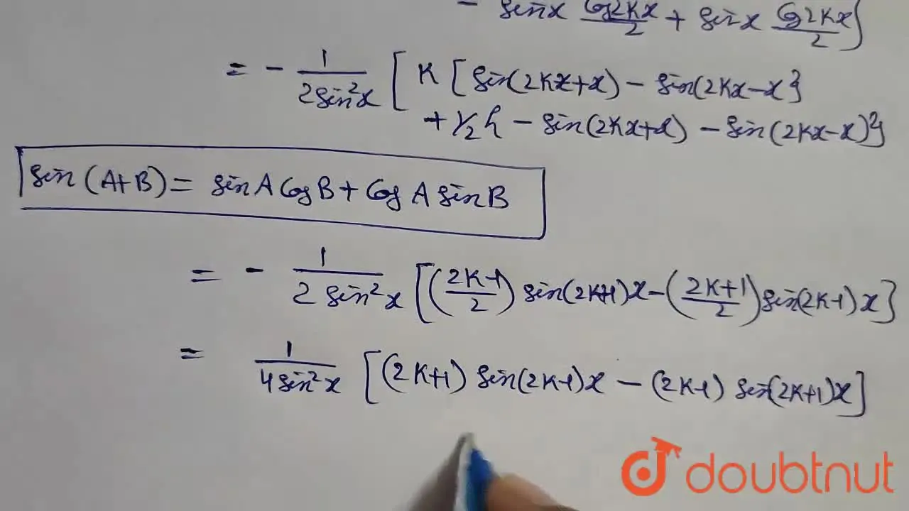 Find the sum of sinx+3sin3x+5sin5x+...........+(2k-1)sin(2k-1)x.