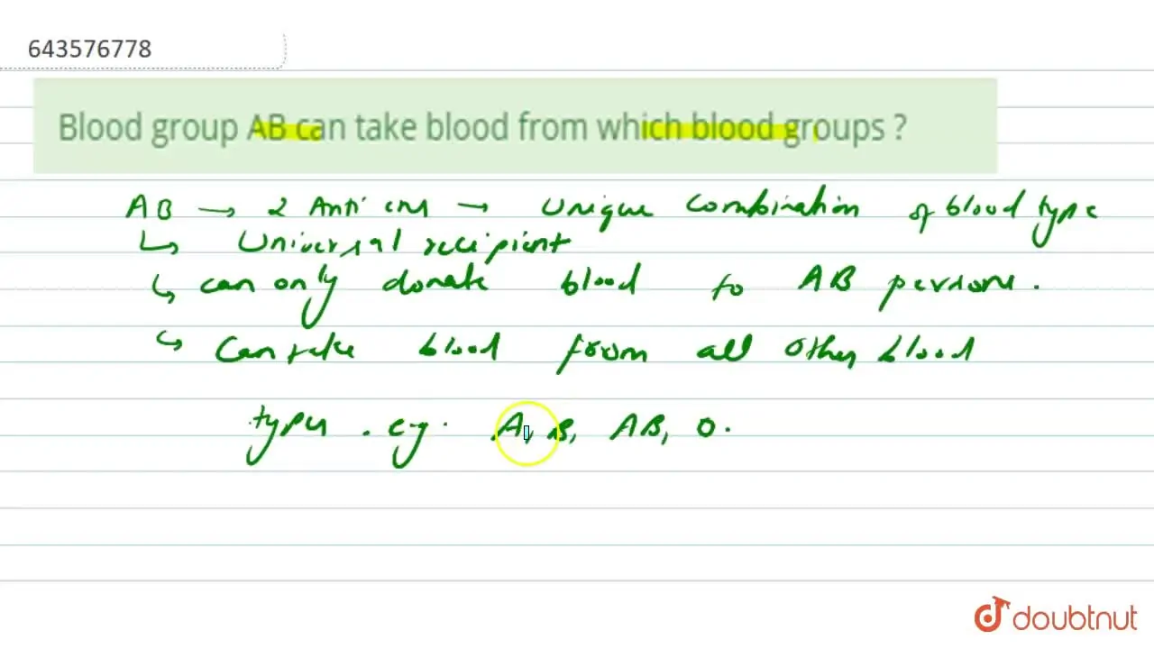 Blood group AB can take blood from which blood groups