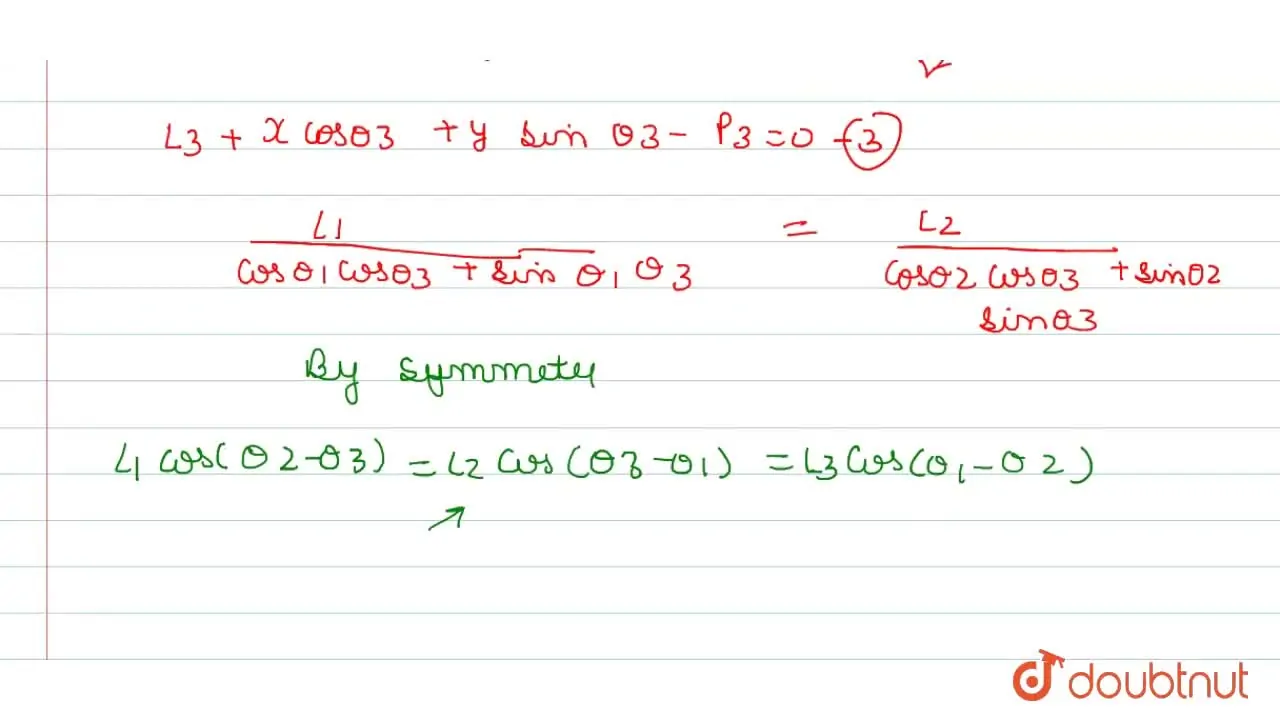 The three sides of a triangle are L(r) + x cos theta(r) + y sin theta