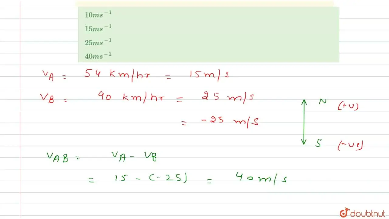Two parallel rail tracks run north-south. On one track train A moves n