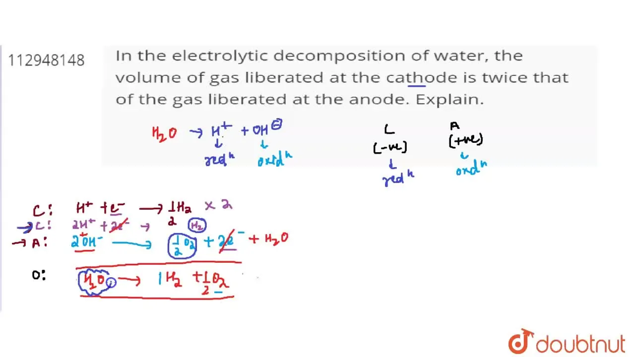 In the electrolytic decomposition of water, the volume of gas liberate