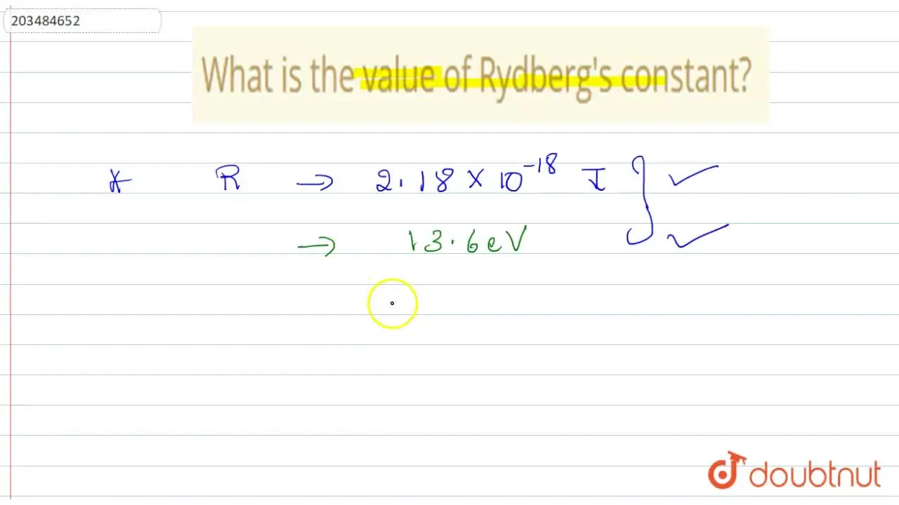 [Kannada] What is the value of Rydberg's constant?