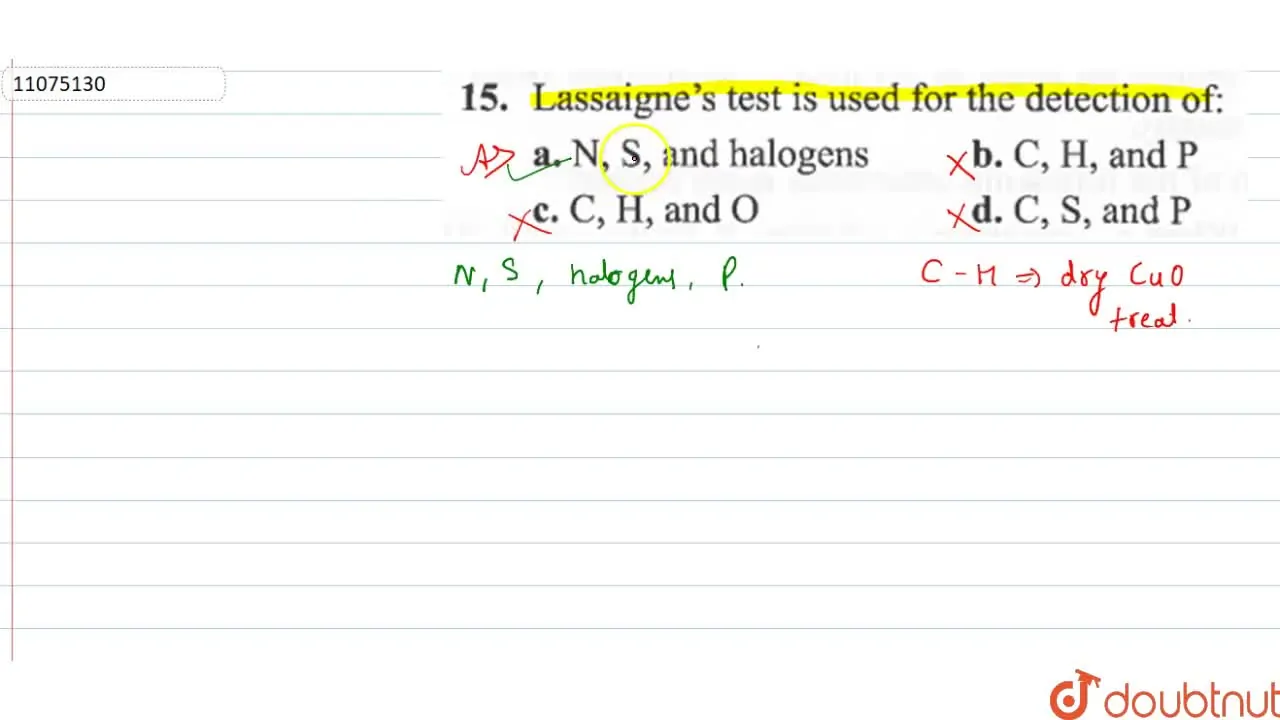 Lassaigne's test is used for th detection of:
