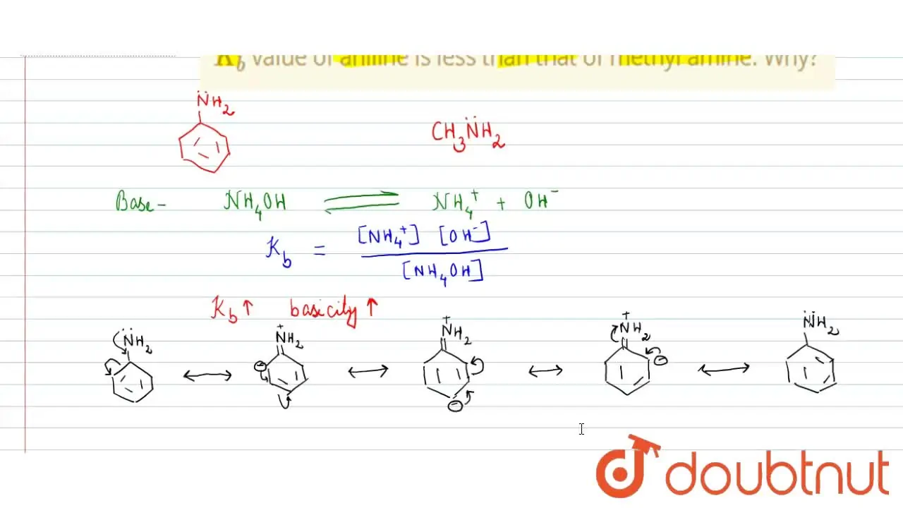 [Assamese] Kb value of aniline is less than that of methyl amine. Why?