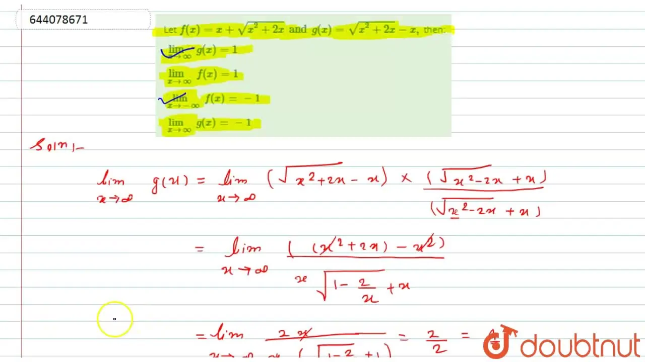 Let f (x =x + sqrt(x^(2) +2x) and g (x) = sqrt(x^(2) +2x)-x, then:
