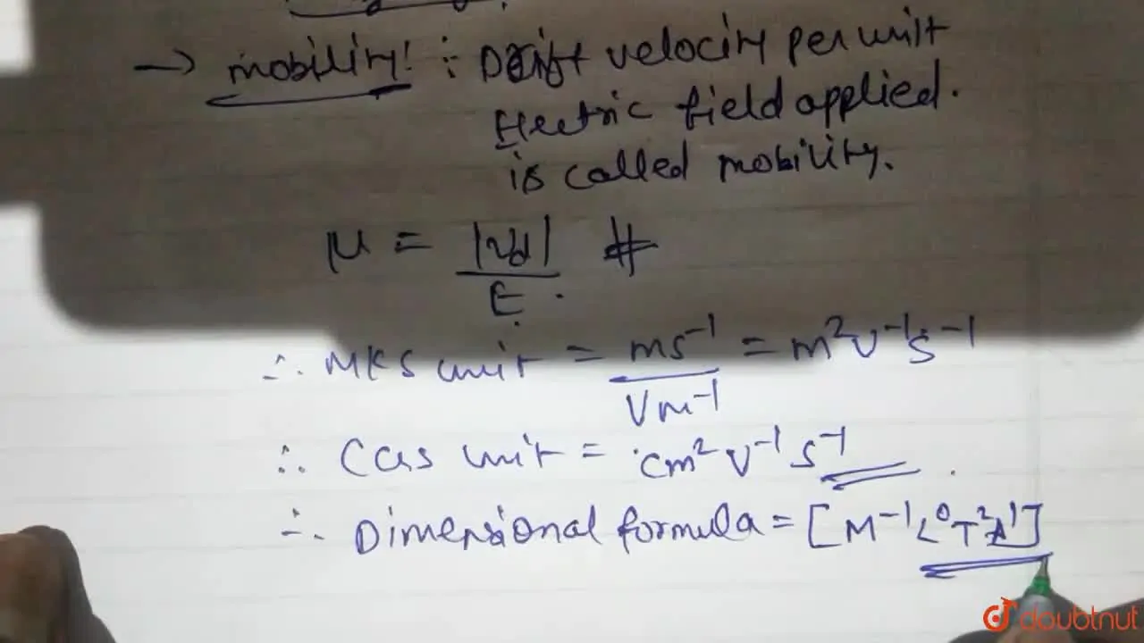 [Gujrati] Explain mobility of conductor and derive equation of mobilit